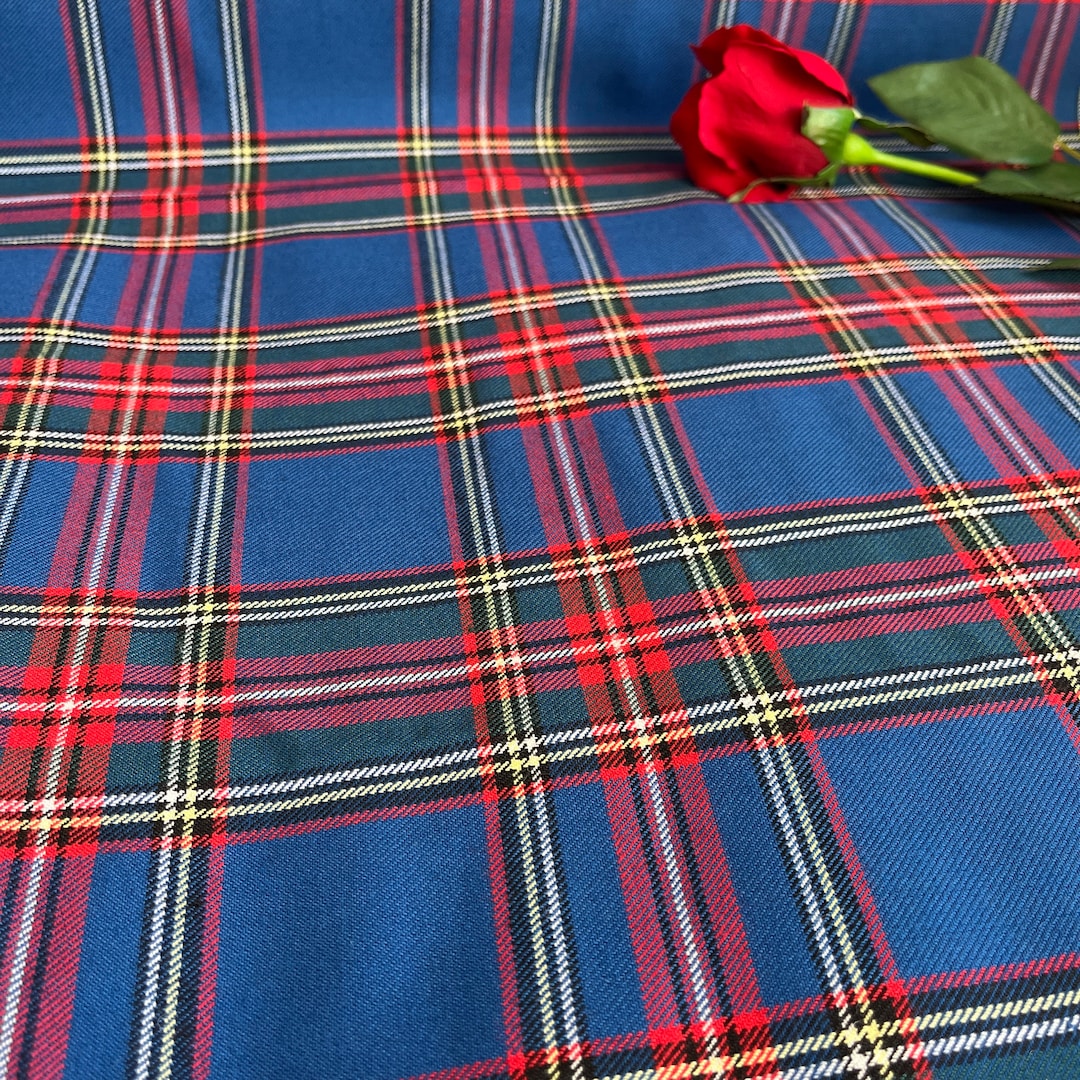 Blue Red Tartan, Wide 1.64yard, Scottish Tartan, Plaid Pattern ...