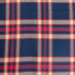 Navy Red Plaid Fabric, Wide 59in, 230gsm, Tartan, Polyviscose, Vintage ...