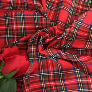 Red Royal Stewart Tartan, Wide 1.85yrd/67in, Fabric, Table Cloth, Craft ...