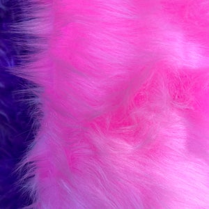 Neon Pink Plush Fabric, Faux Fur, Wide 150cm, by Yard, 3 Color, One ...