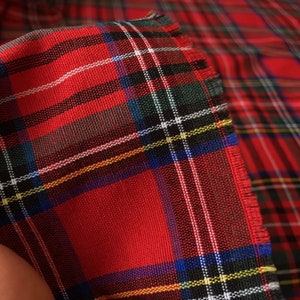 Red Royal Stewart Tartan, Wide 1.85yrd/67in, Fabric, Table Cloth, Craft ...