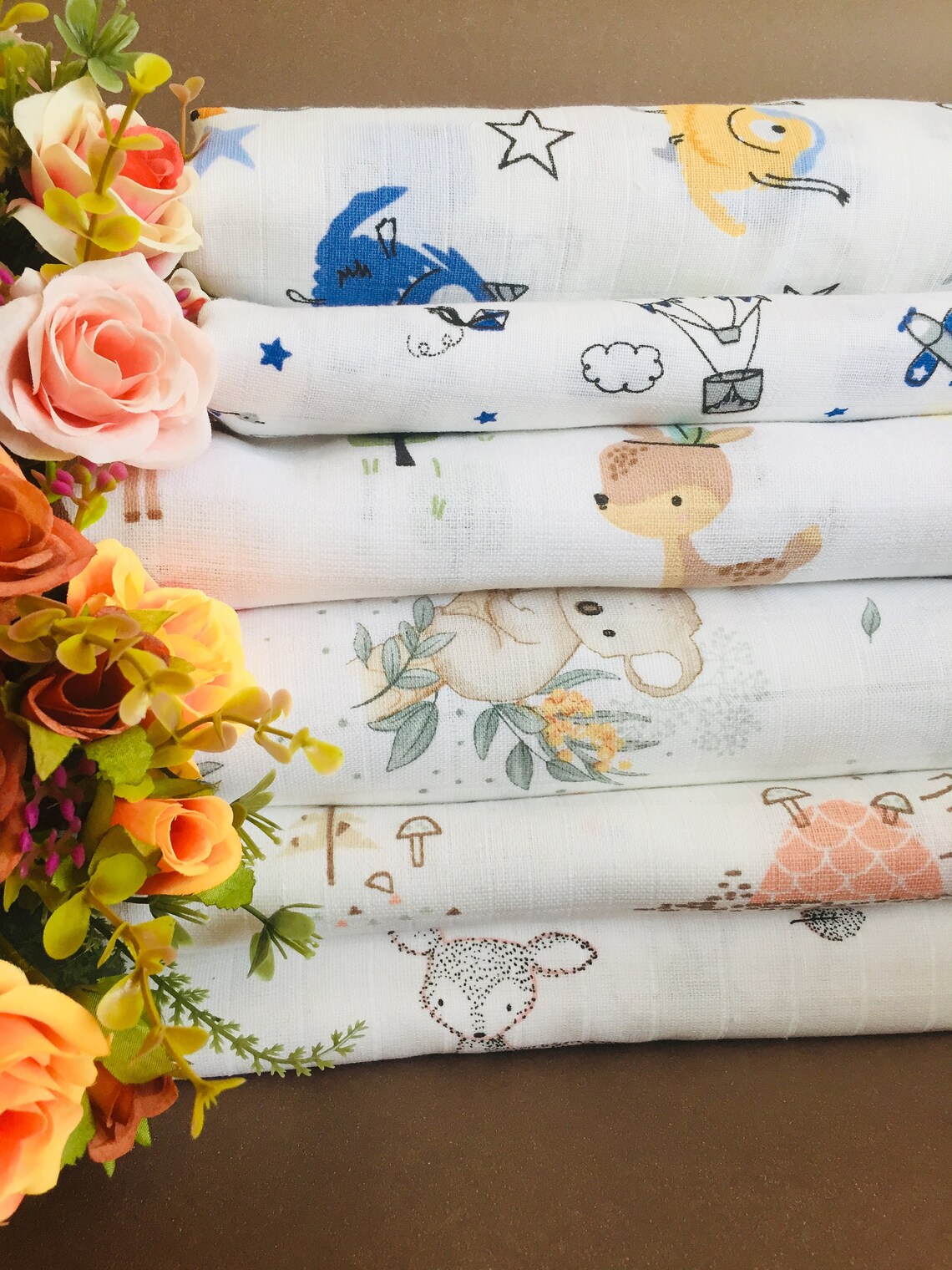 Eucalyptus Leaves Muslin Green Plants Printed on White - Etsy