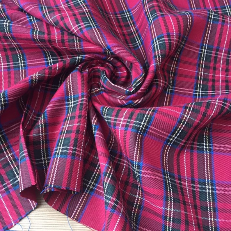 Christmas Magenta Plaid Fabric, Wide 59", Fusia, Scottish Tartan, Plaid ...
