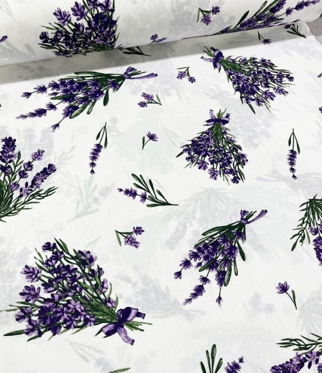 Lavender Print Fabric, Wide 94.48inc, Digital Printed Cotton, 100% ...