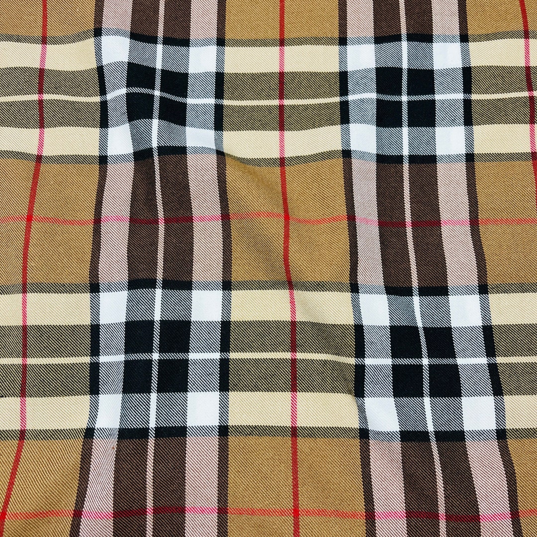 Beige Plaid Pattern, Wide 59in, Polyviscose Tartan Fabric, Jackets ...