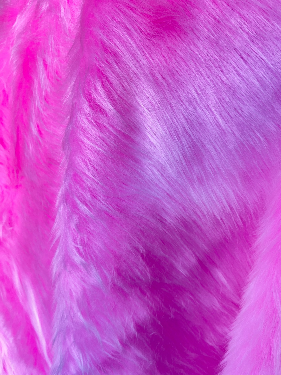 Neon Pink Plush Fabric, Faux Fur, Wide 150cm, by Yard, 3 Color, One ...