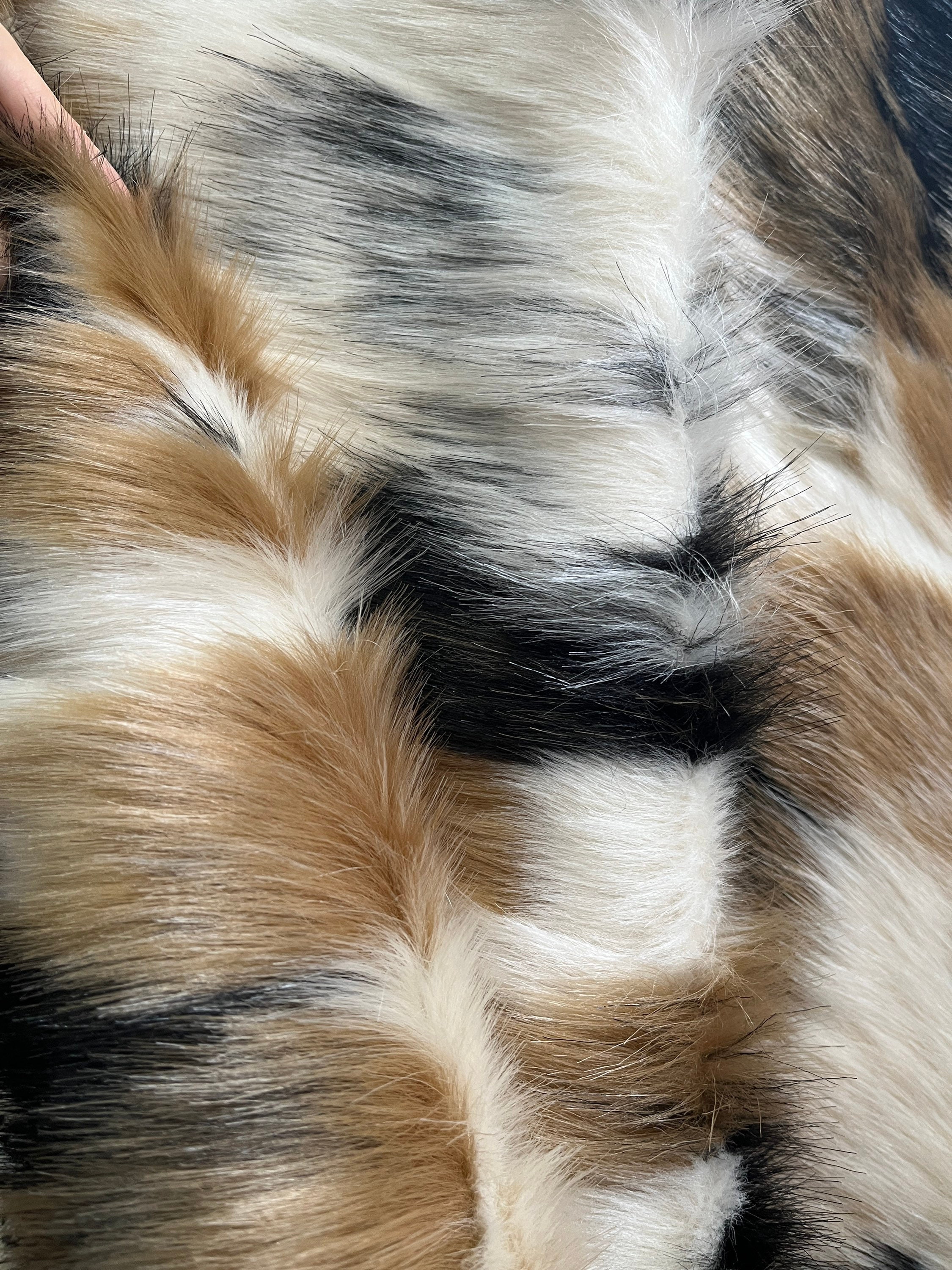 Animal Long Pile Faux Fur, Wide 59” One Sided Fur Fabric, Vegan Faux ...