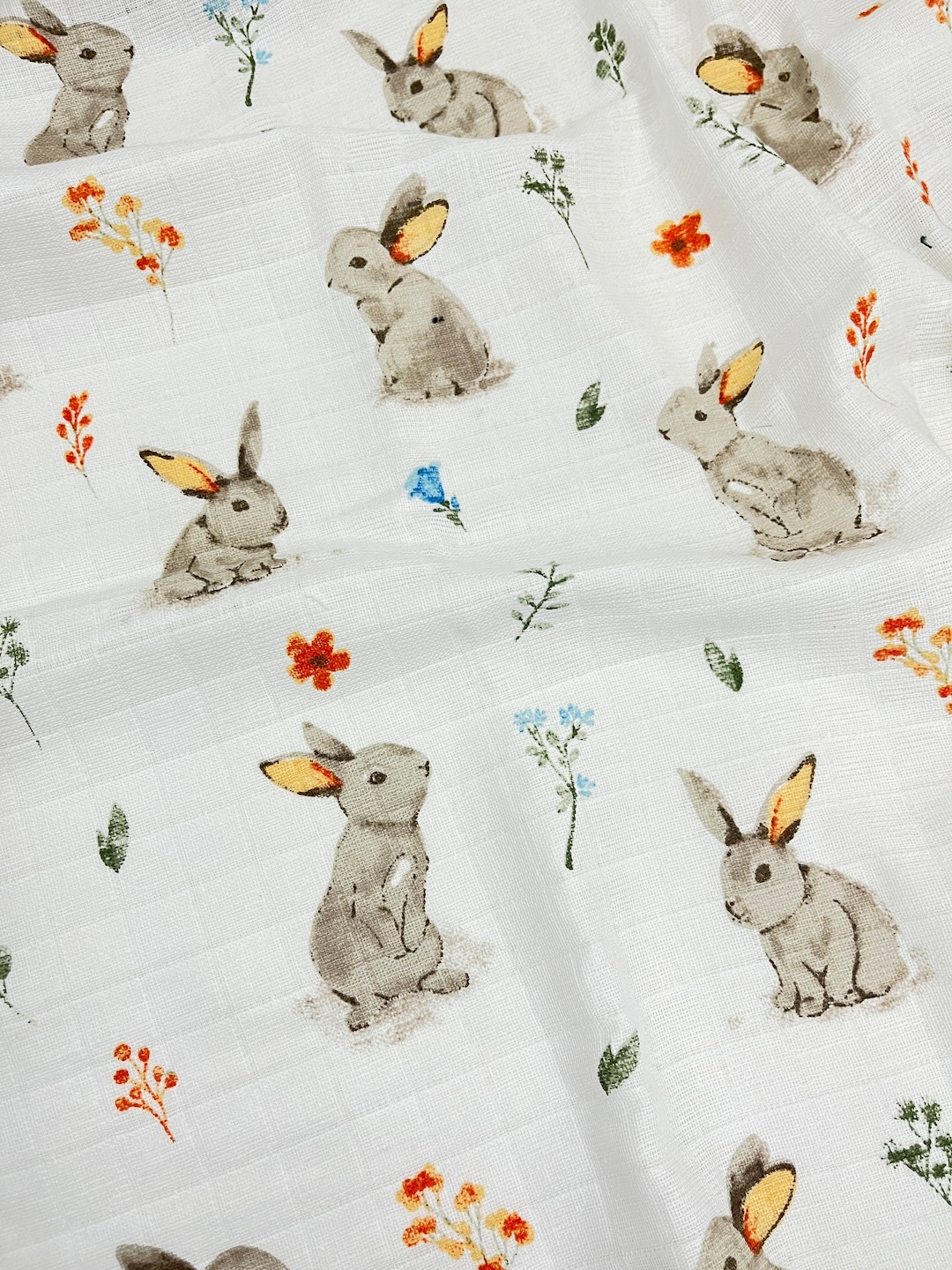 Rabbit Bunny Doublegauze Wide 62in Baby Woodland Muslin - Etsy