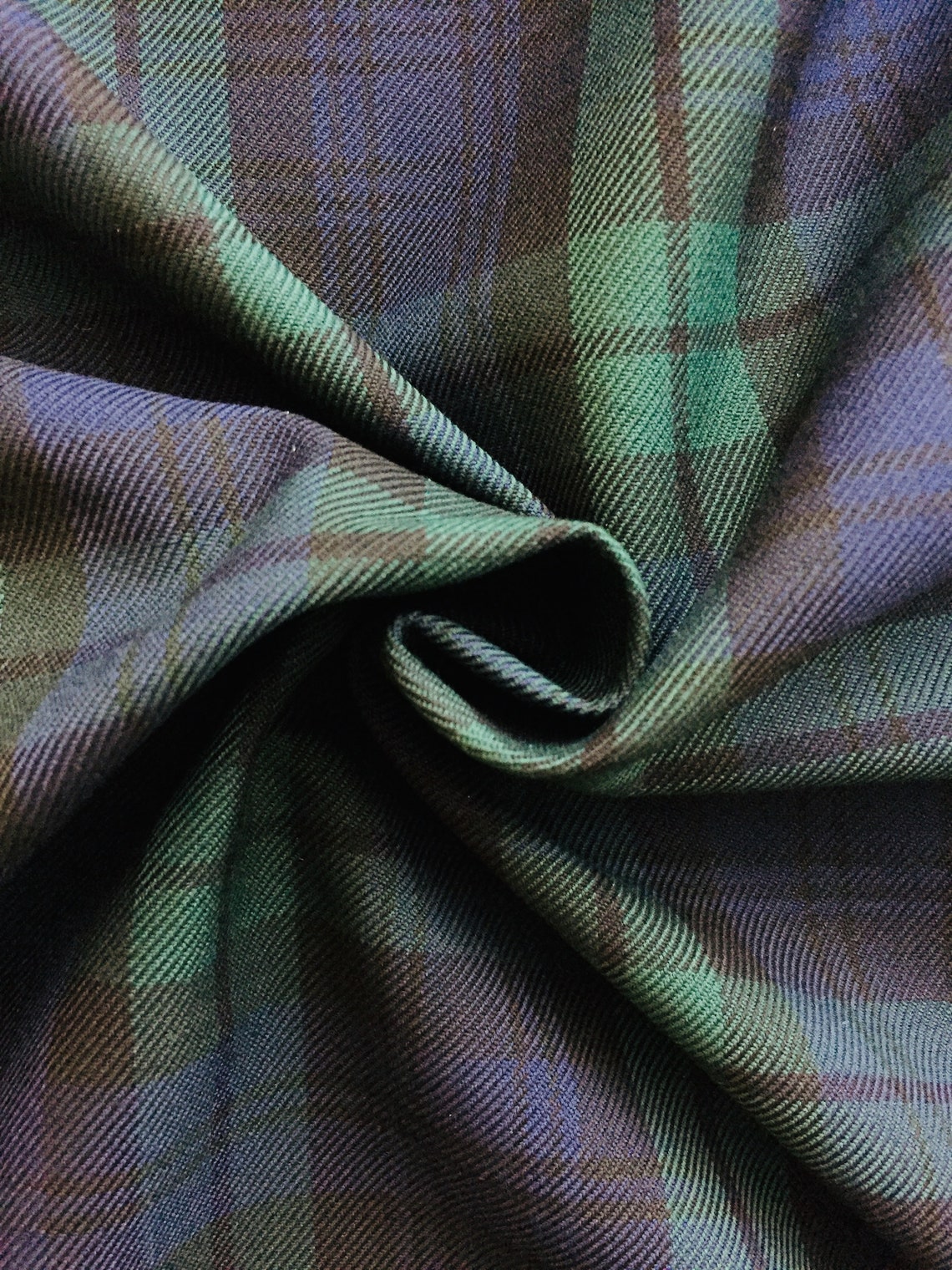 Navy Blue Green Plaid Fabric Wide 59in 230gsm Blackwatch - Etsy