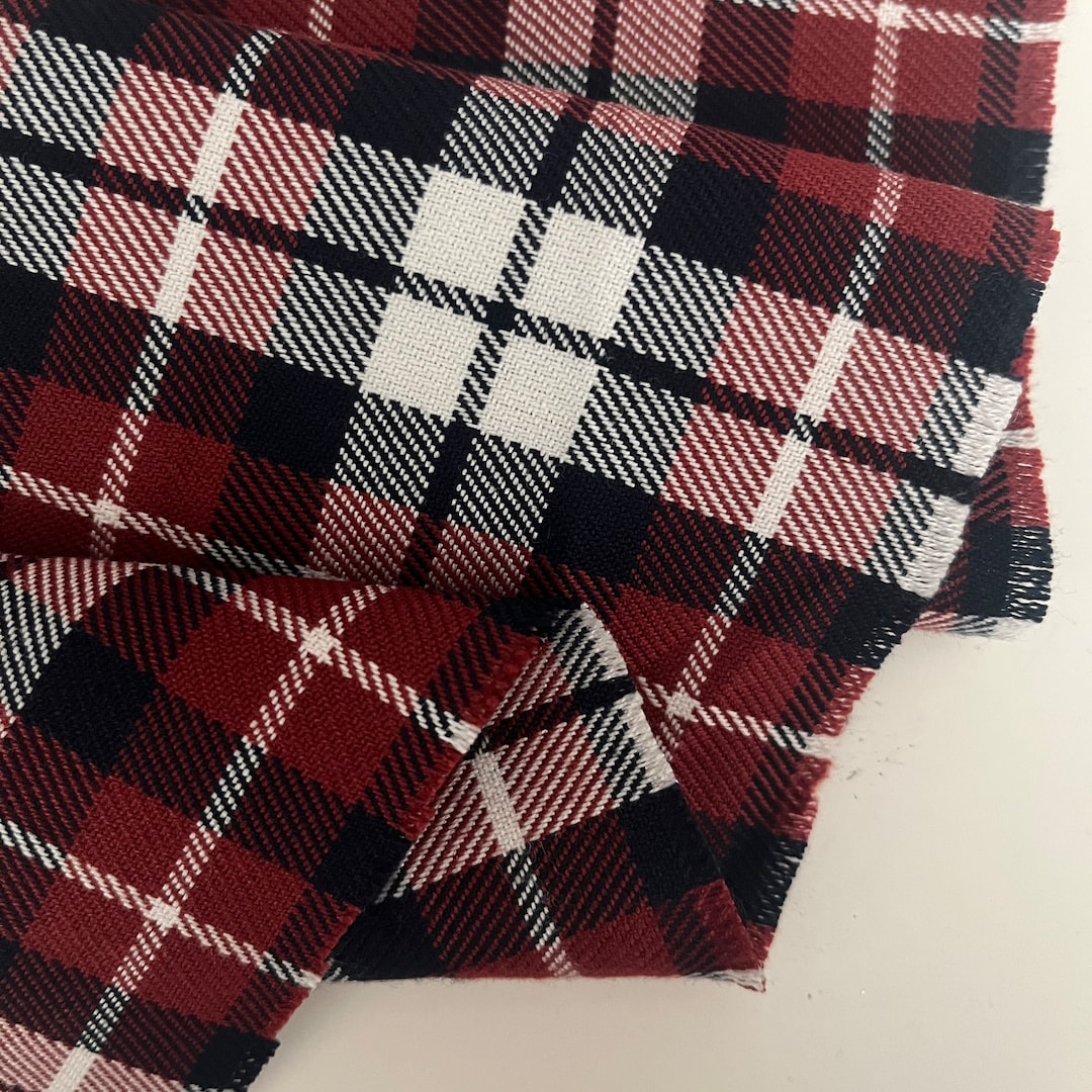Burgundy White Plaid Fabric Wide 59in 230gsm Plaid Pattern - Etsy