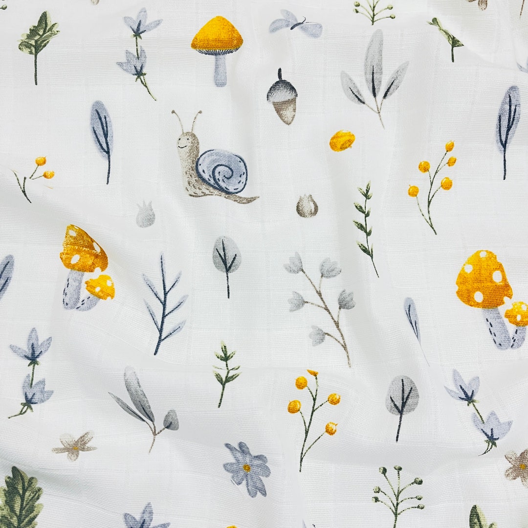 Baby Muslin Fabric, Printed Muslin, Double Gauze Wide 63" , Mustard ...