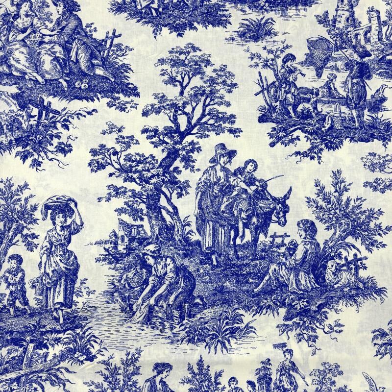 Blue Toile Fabric - Etsy