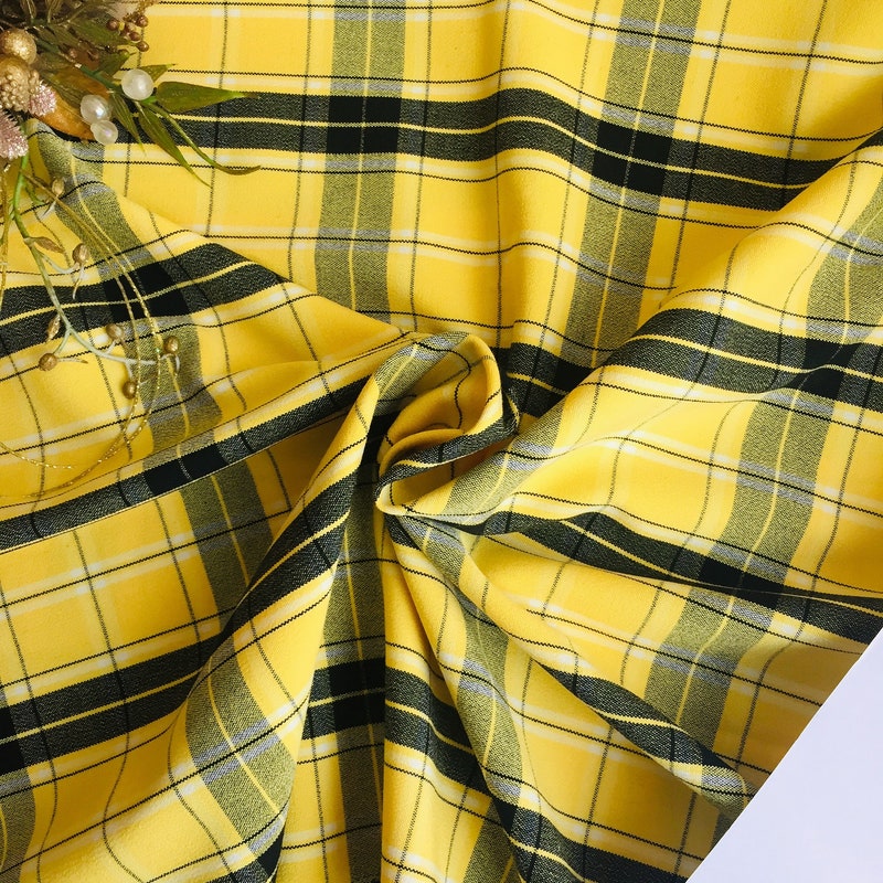 Yellow Plaid Fabric - Etsy