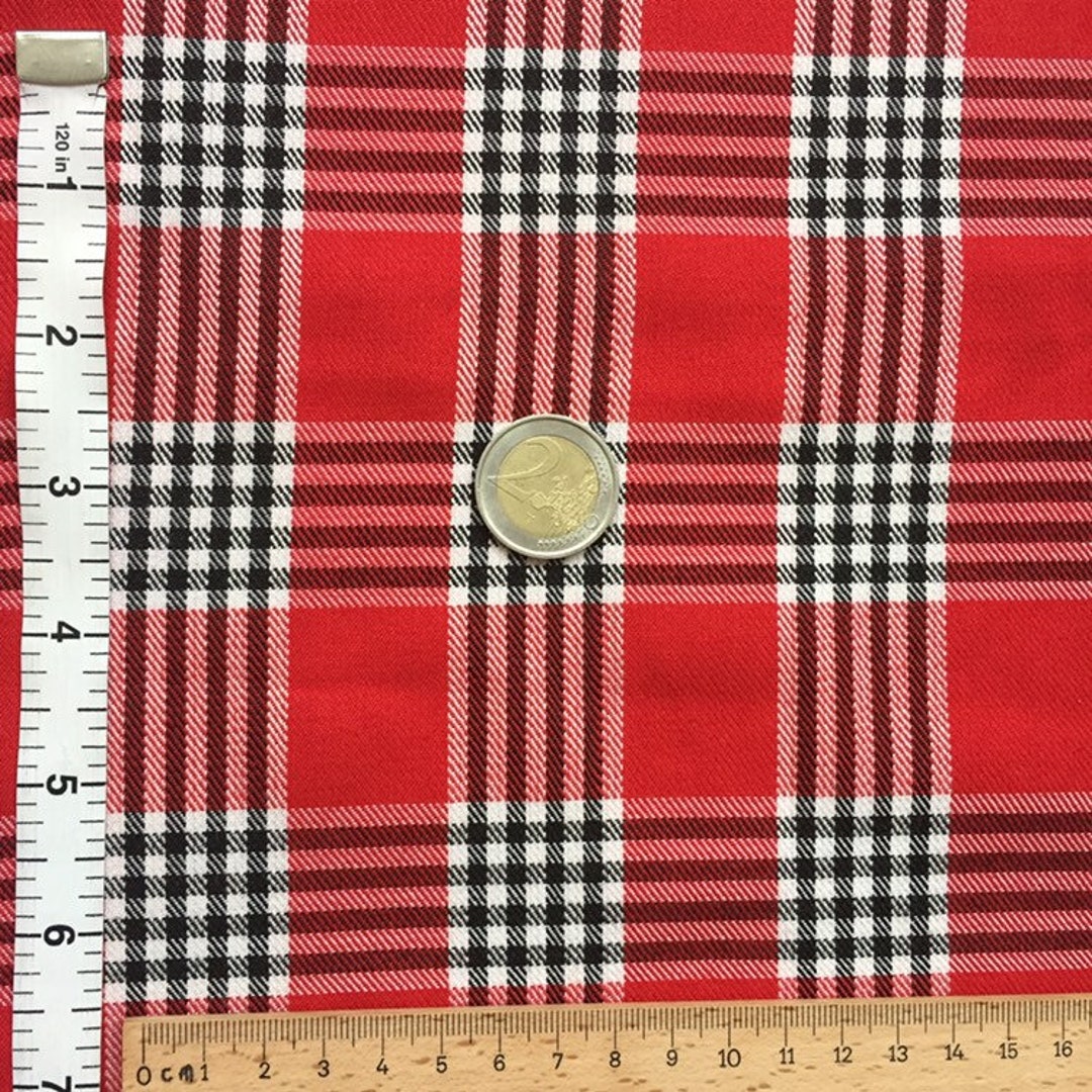Roter Karo Stoff, 150cm breit, Schottenkaro, Baumwolle Polyviscose, Rot ...
