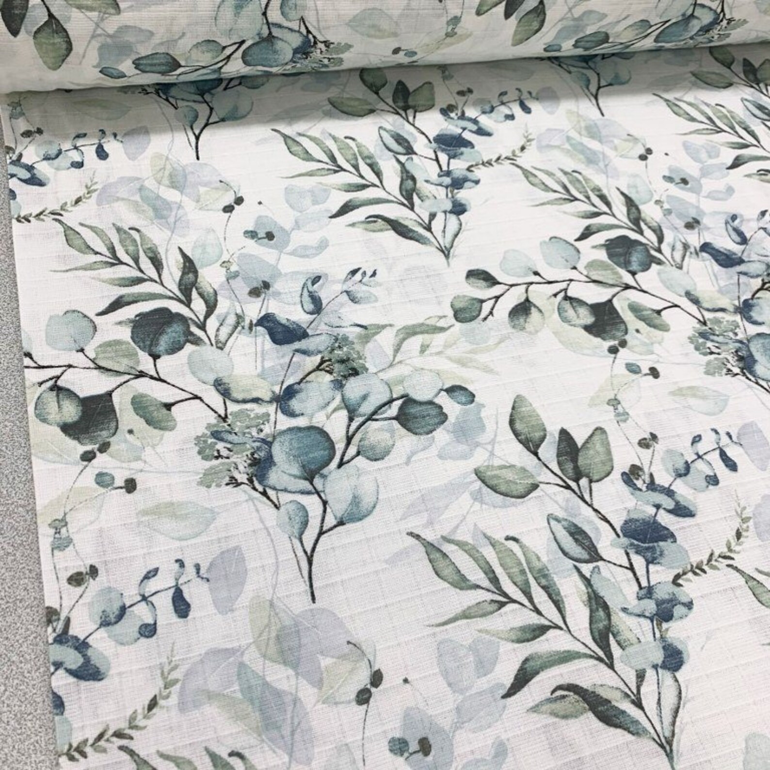 Mint Botanical Print Muslin, Breezy Dresses Fabric, Wide 63", Natural ...