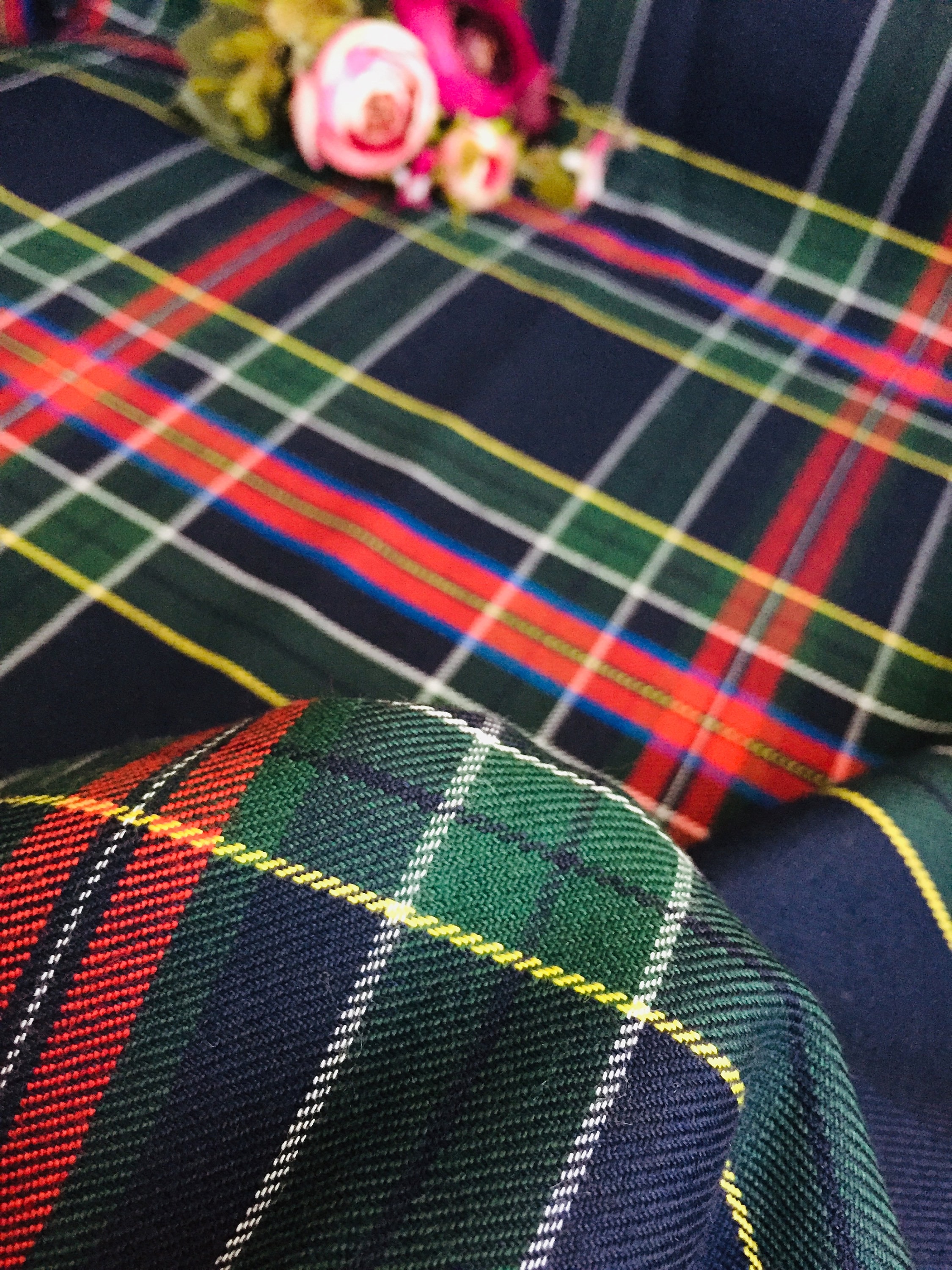 Navy Stewart Plaid Fabric Wide 59in Red Green Blue Cotton - Etsy