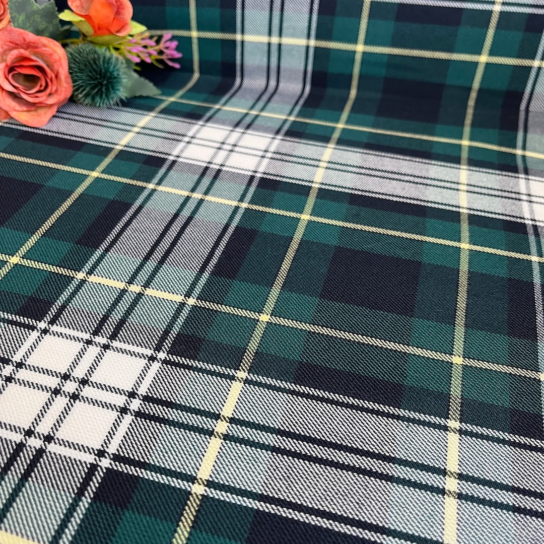 Modern Gordon Fabric, Wide 1.64yrd/59" Scottish Tartan Gabardine, Twill ...