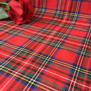 Red Royal Stewart Tartan, Wide 1.85yrd/67in, Fabric, Table Cloth, Craft ...
