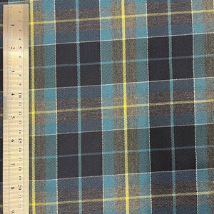 Blue Plaid Pattern, Wide 59in, Polyviscose Tartan Fabric, Yellow ...
