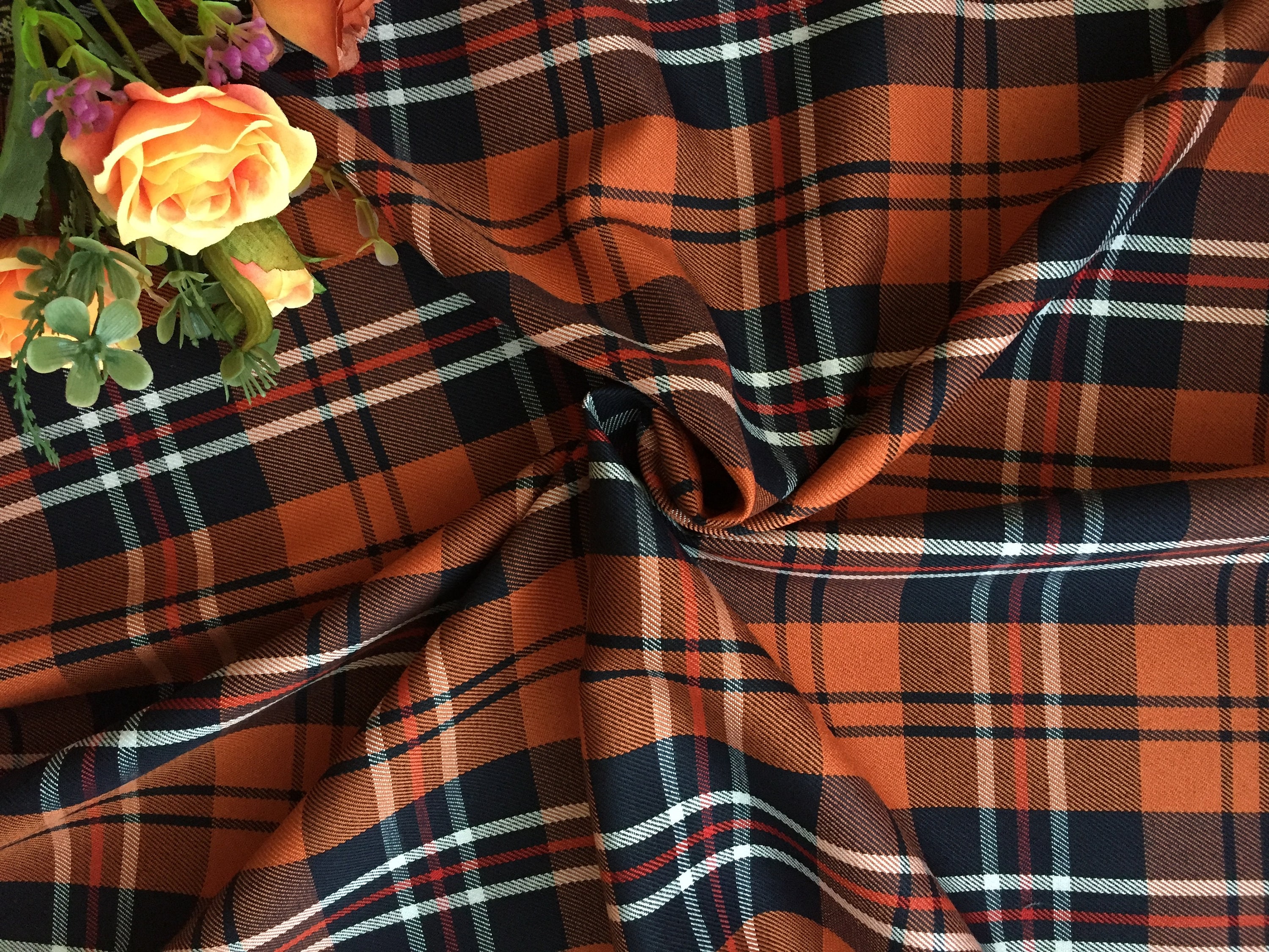 Terracota Plaid Fabric Wide 59in Tartan Autumn Polyviscose - Etsy