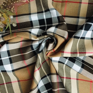 Caramel Thompson Plaid Pattern, Wide 59in, Polyviscose Tartan Fabric ...