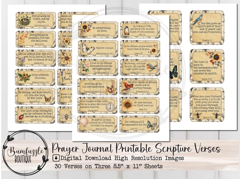Scripture Verse Labels – Prayer Journal, Scrapbook Ephemera (digital ...