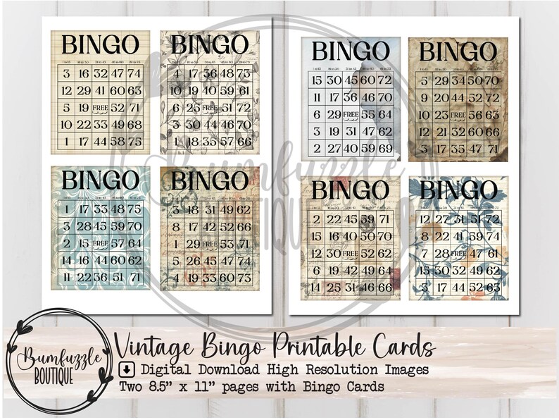 Vintage Bingo Cards Ephemera – Printable Junk Journal Kit (digital ...