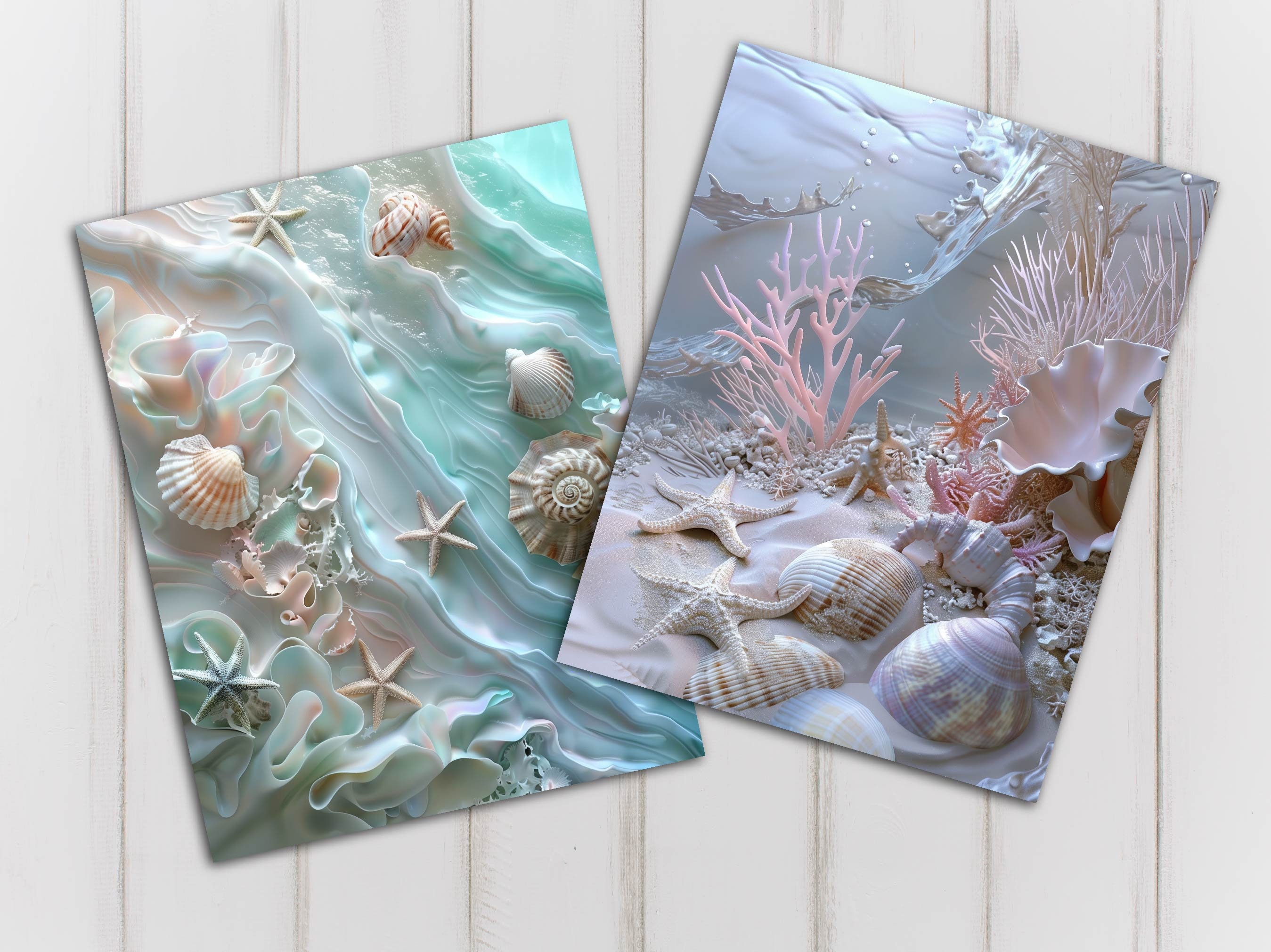 Coastal Sea Digital Paper Junk Journal Printable Paper Set Scrapbooking ...