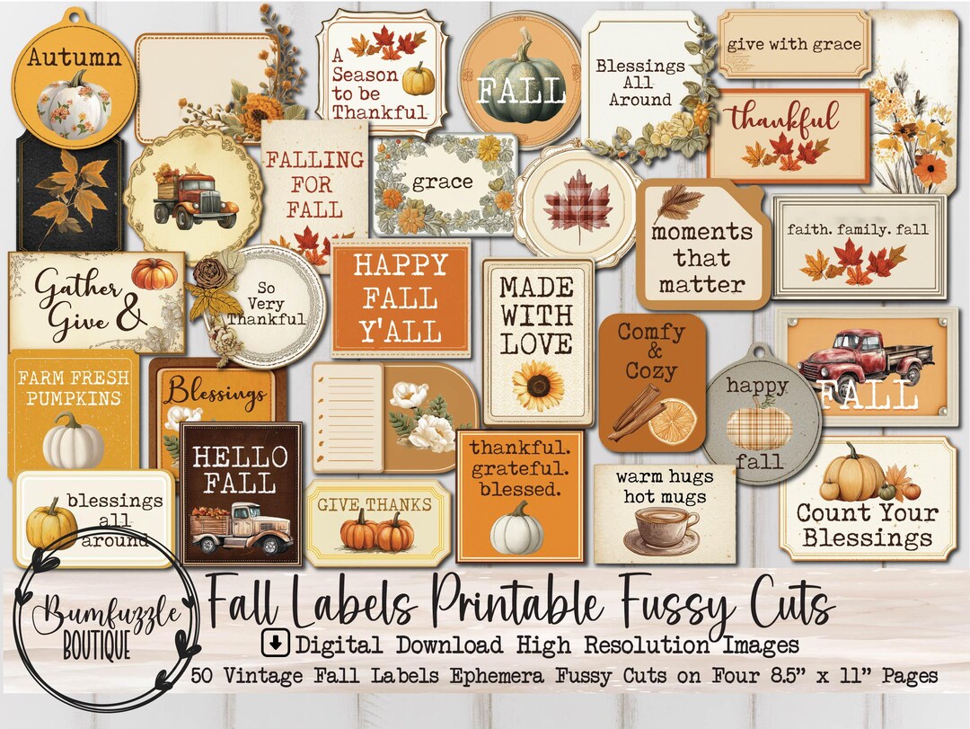 Vintage Fall Label Ephemera – Printable Junk Journal Ephemera Fussy ...