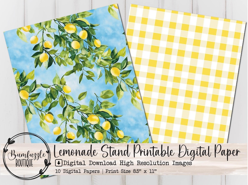 Lemonade Stand Digital Paper, Seamless Printable Pages (digital ...