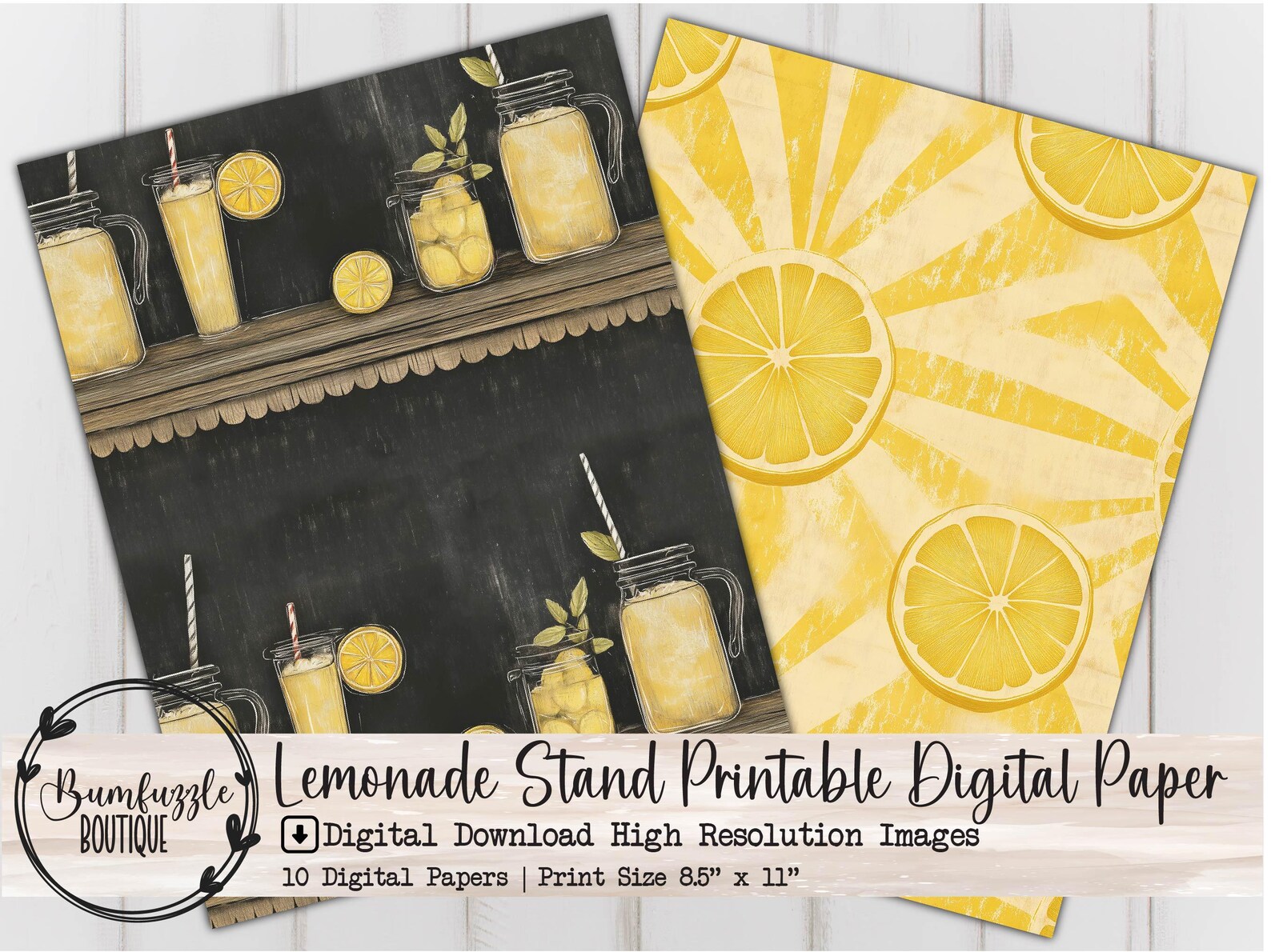 Lemonade Stand Digital Paper, Seamless Printable Pages (digital ...