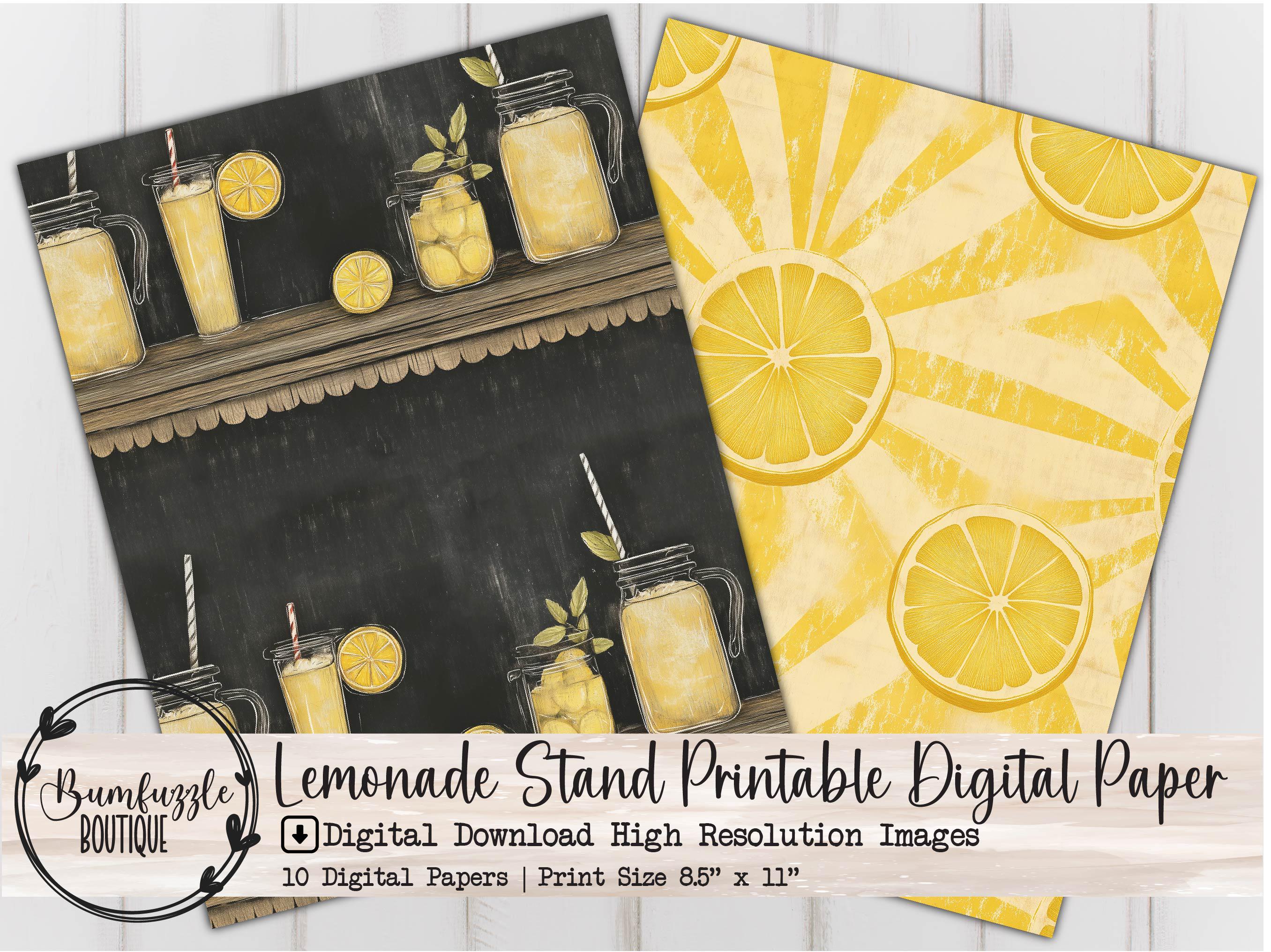 Lemonade Stand Digital Paper, Seamless Printable Pages (digital ...
