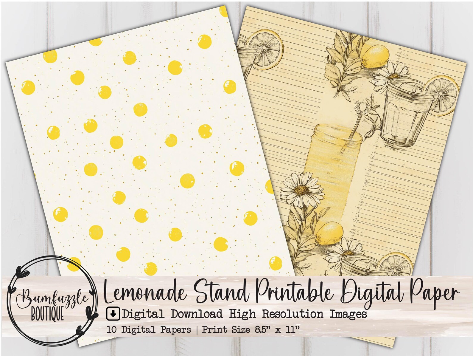 Lemonade Stand Digital Paper, Seamless Printable Pages (digital ...