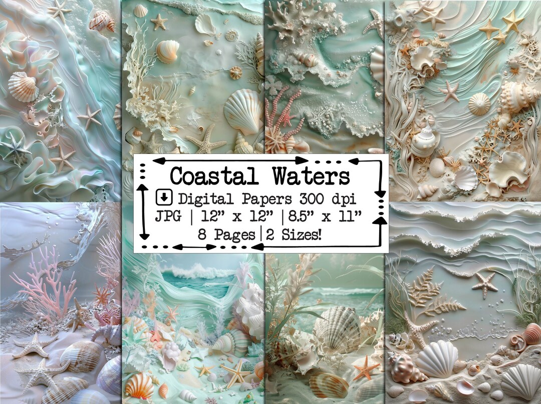 Coastal Sea Digital Paper | Junk Journal | Printable Paper Set ...