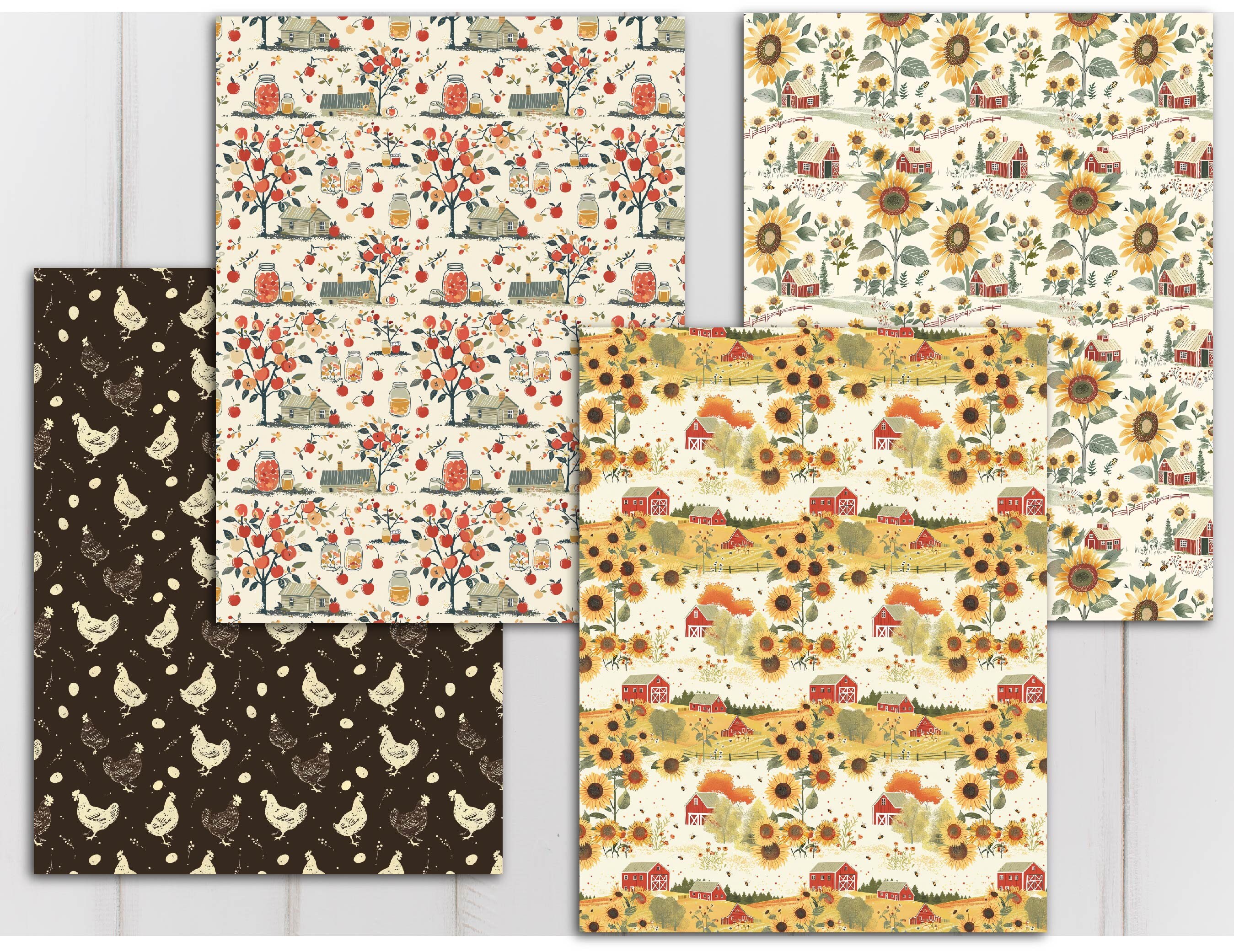Farmhouse Digital Paper Pack | Scrapbooking, Junk Journal (10, 12x12 ...