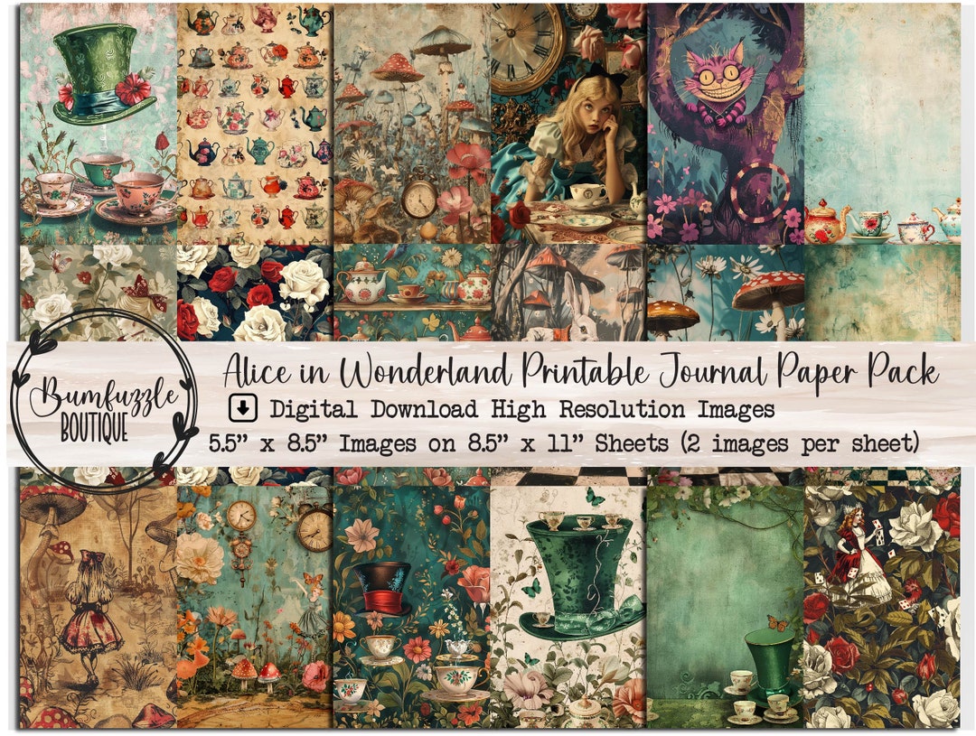 Alice in Wonderland Digital Paper | Printable Scrapbook Pages (digital ...