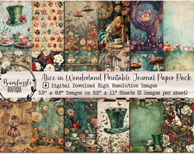 Scrapbook Paper Alice in Wonderland Scrapbooking Paper Printable Paper ...