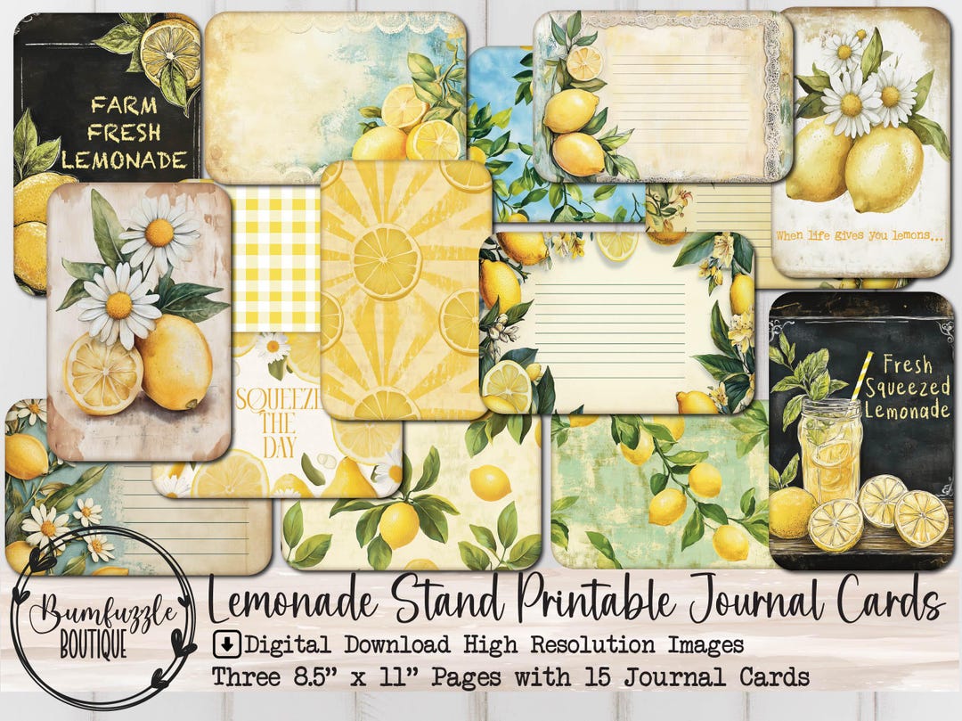 Lemonade Stand Journal Cards Ephemera Page - 15 High Quality Print ...