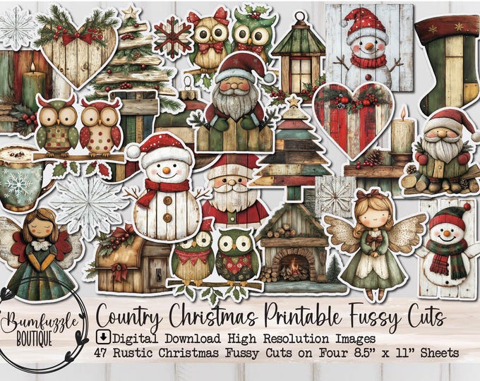 Christmas Fussy Cut, Christmas Junk Journal Kit, Vintage, Printable ...