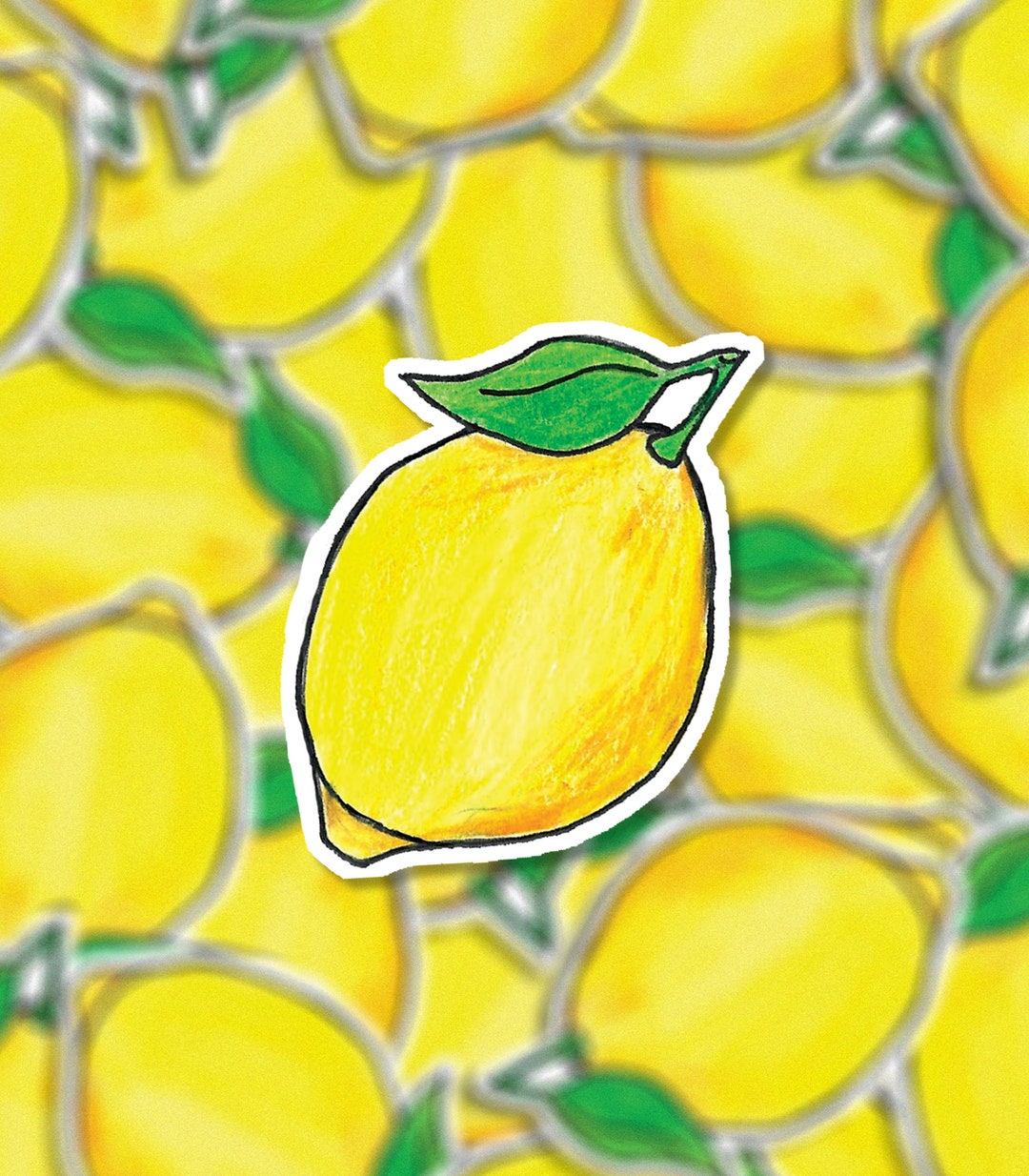 Lemon Fruit Sticker // Hand-drawn Lemon Vinyl Laptop Sticker, Decal ...