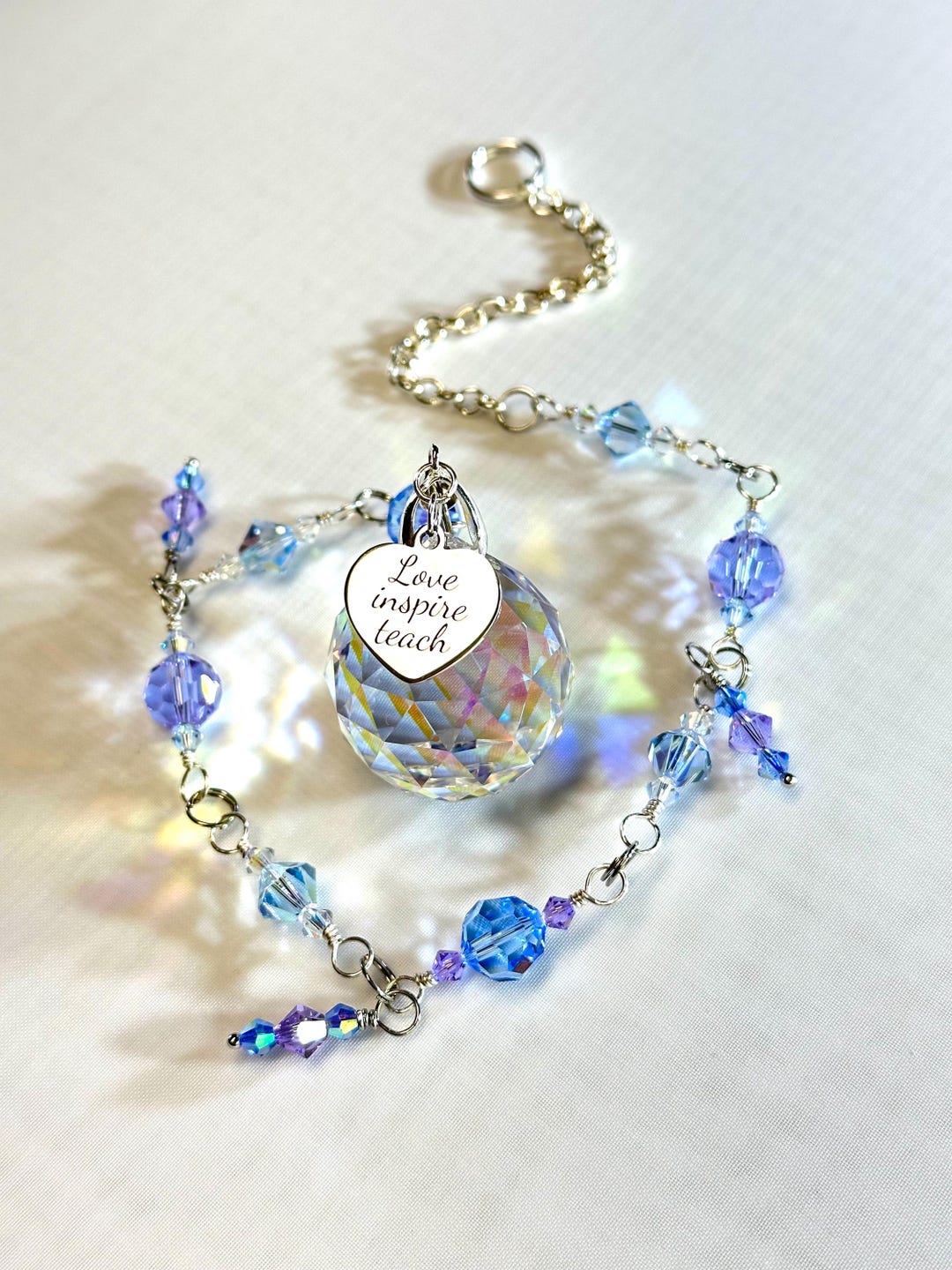 Teacher Appreciation Suncatcher With AB Clear Crystal Prism Globe, Teacher Appreciation Gift ...