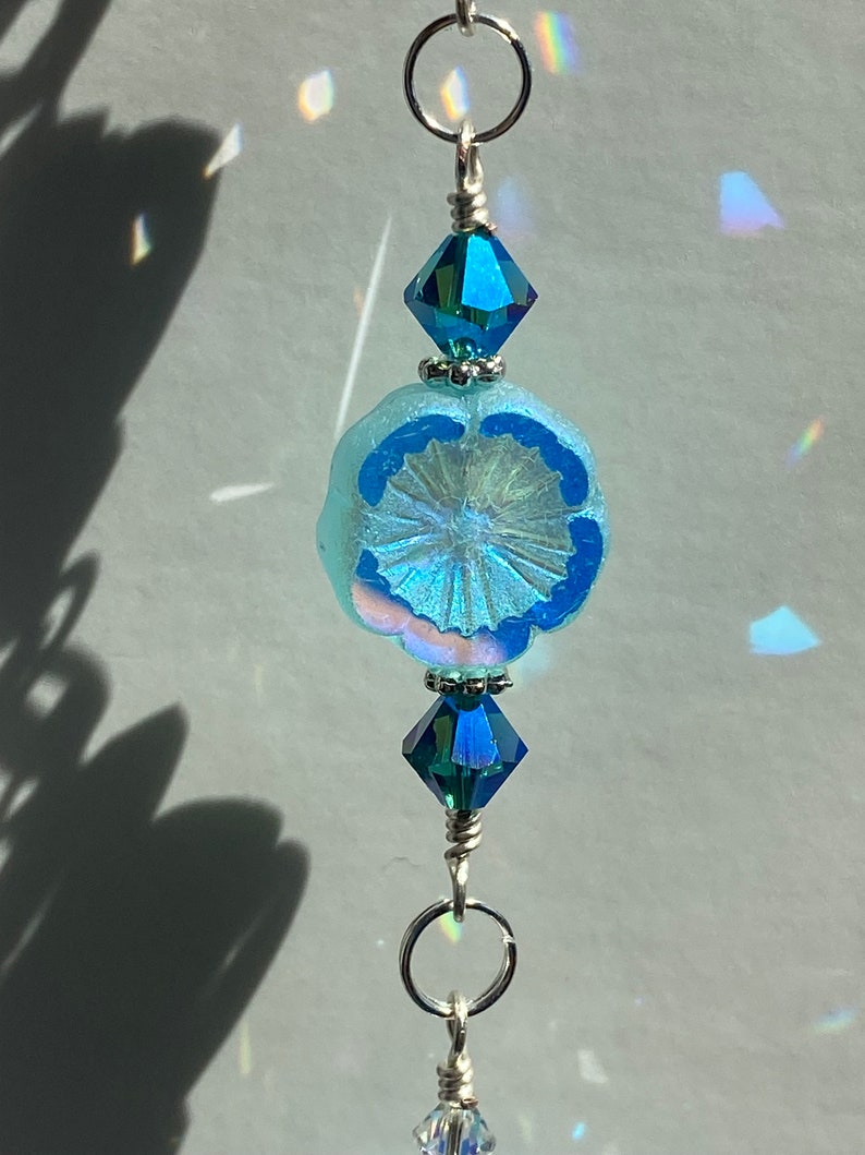 Crystal Suncatcher Aqua Blue Flower Suncatcher With AB - Etsy