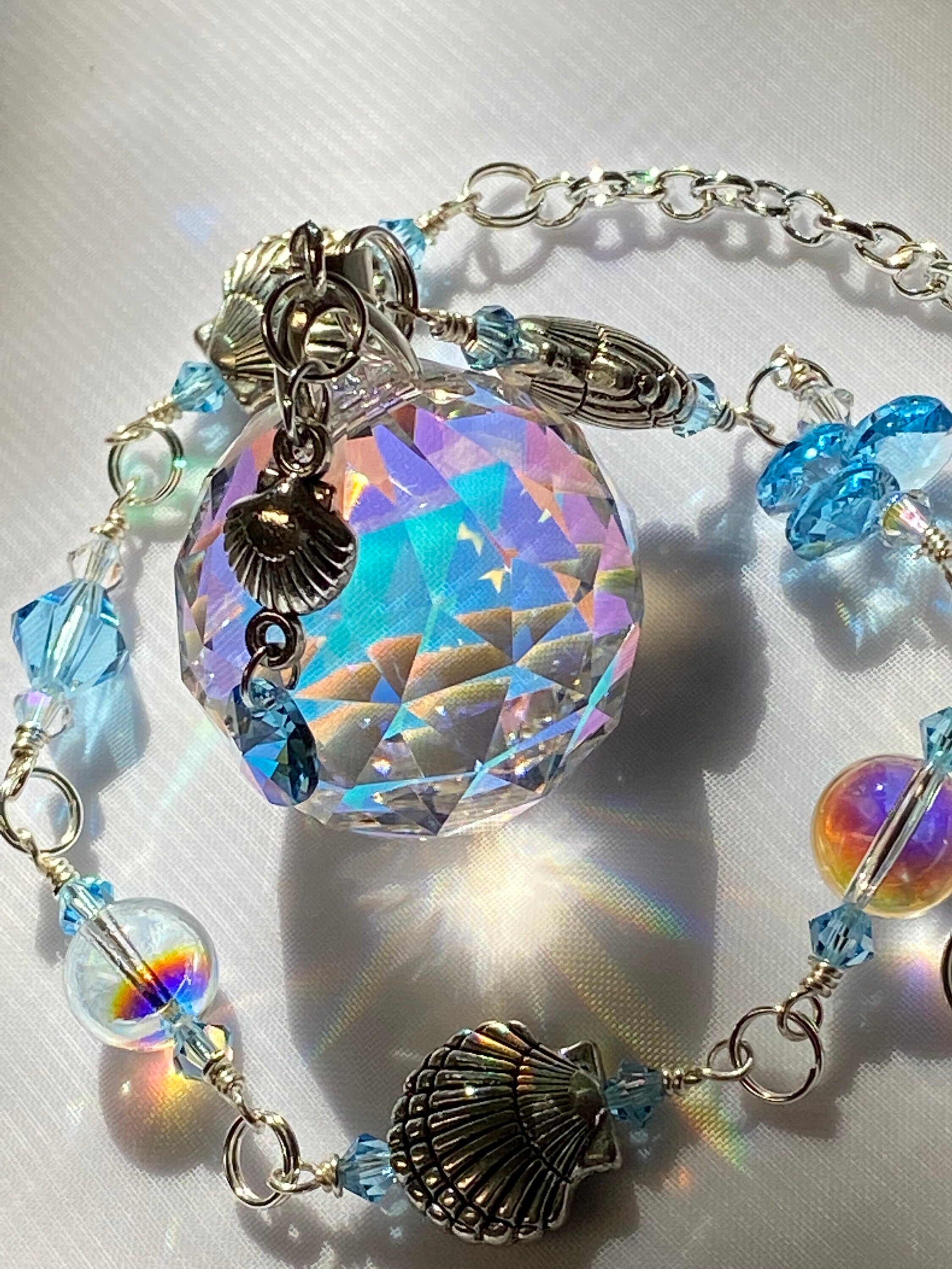Crystal Suncatcher Aquamarine Blue Sea Shell Suncatcher - Etsy