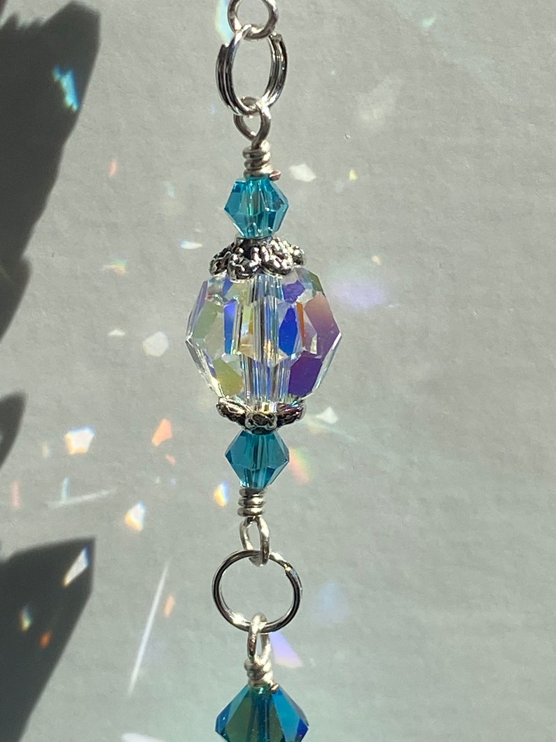 Crystal Suncatcher Aqua Blue Flower Suncatcher With AB - Etsy