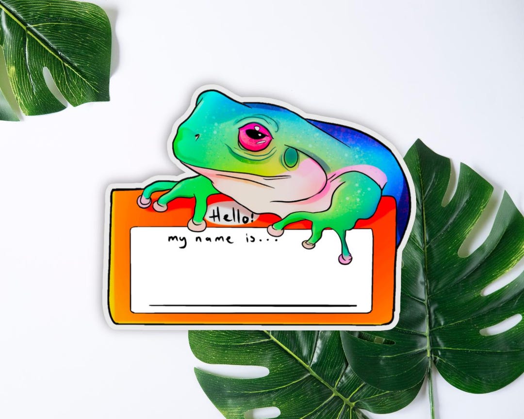 White's Tree Frog Name Tag Sticker 4"x4" - Etsy