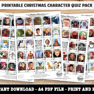 Printable Christmas Character Picture Quiz Pack - Etsy