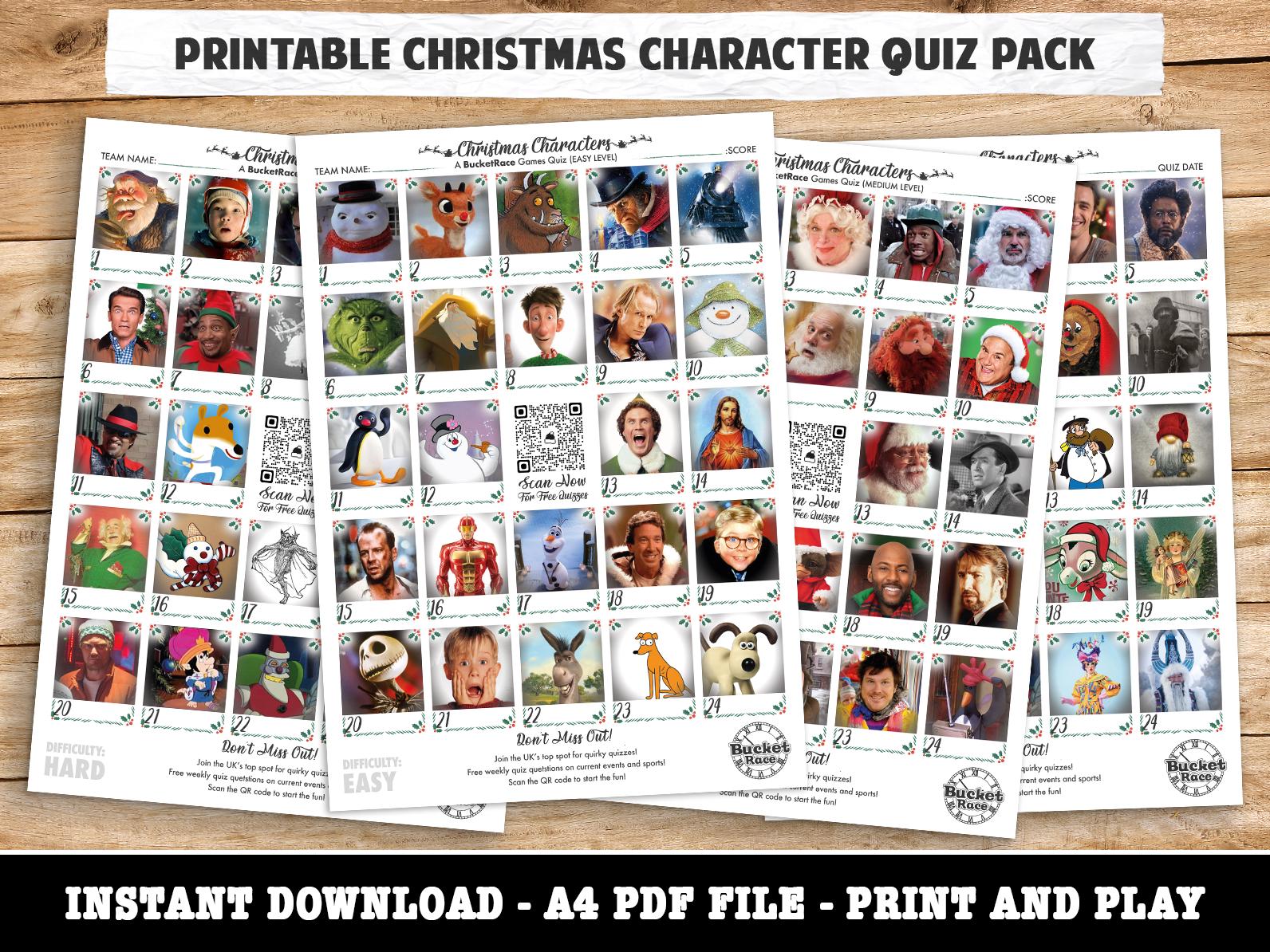 Printable Christmas Character Picture Quiz Pack - Etsy