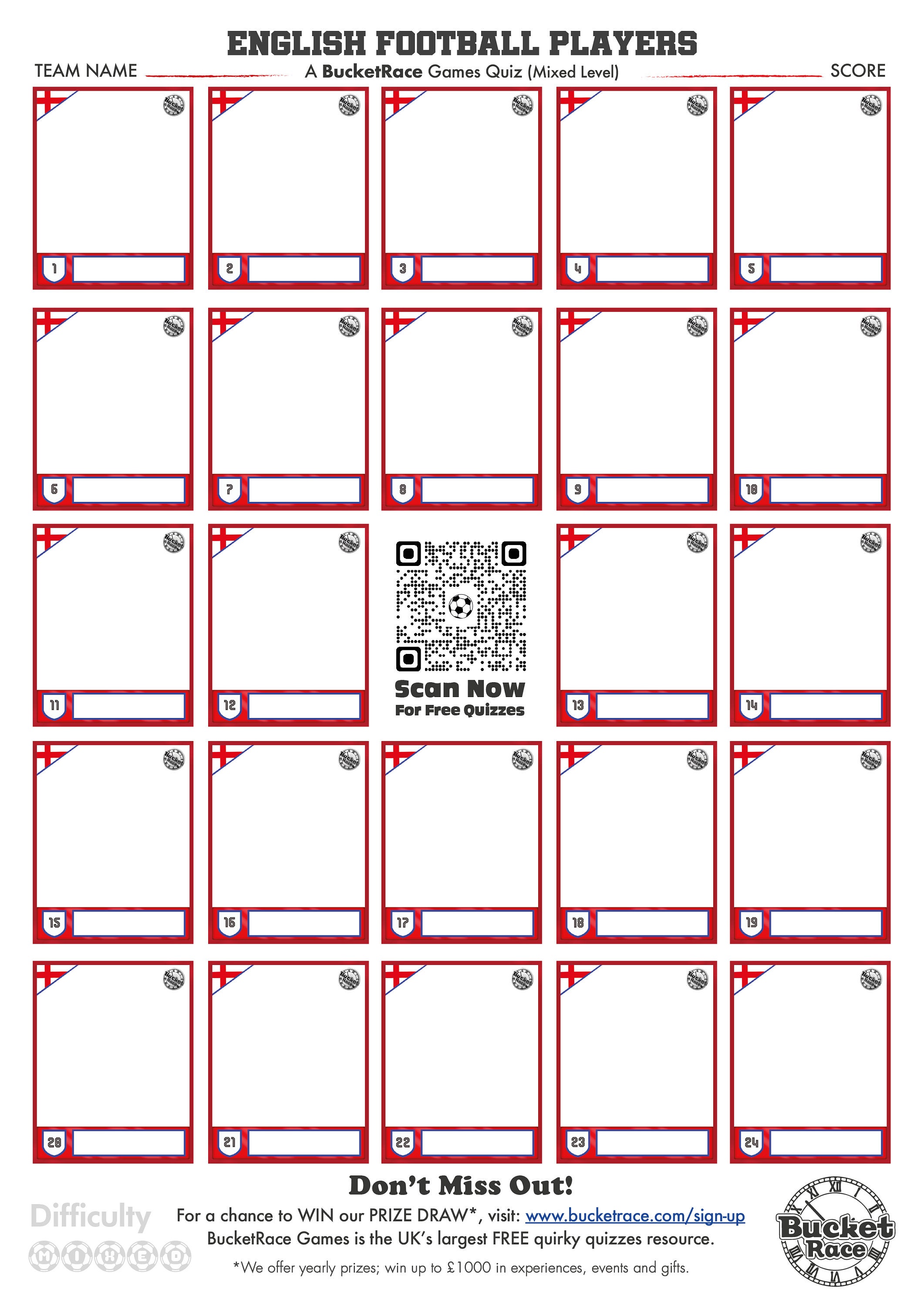 Printable England Players Football Picture Quiz Pack Active - Etsy