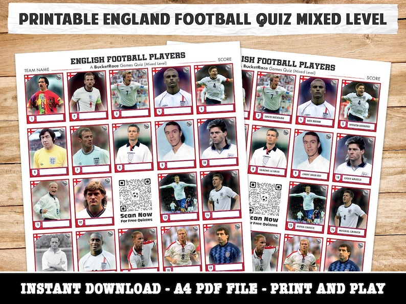 Printable England Players Football Picture Quiz Mixed Level - Etsy