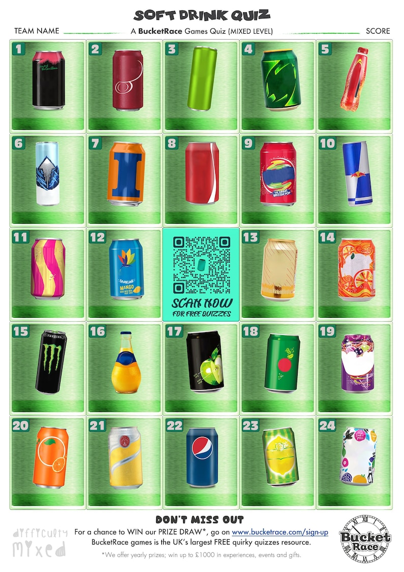 Printable Soft Drink Picture Quiz Mixed Level - Etsy